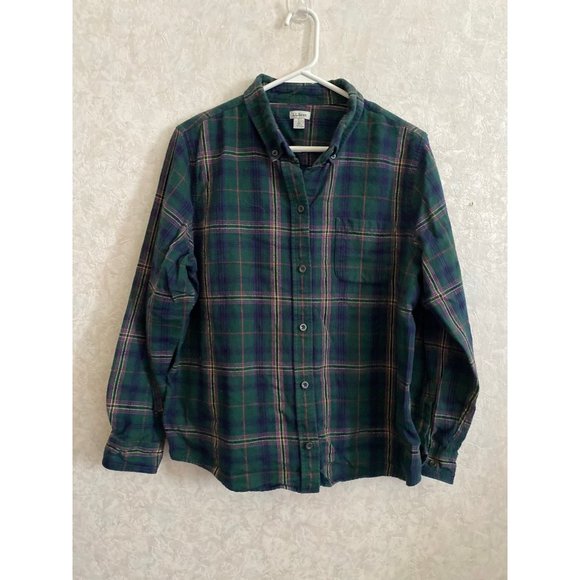 L.L. Bean | Tops | Ll Bean Womens Petite Large Plaid Flannel Button Down Top | Poshmark